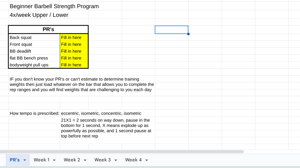 Beginner Barbell Strength Program